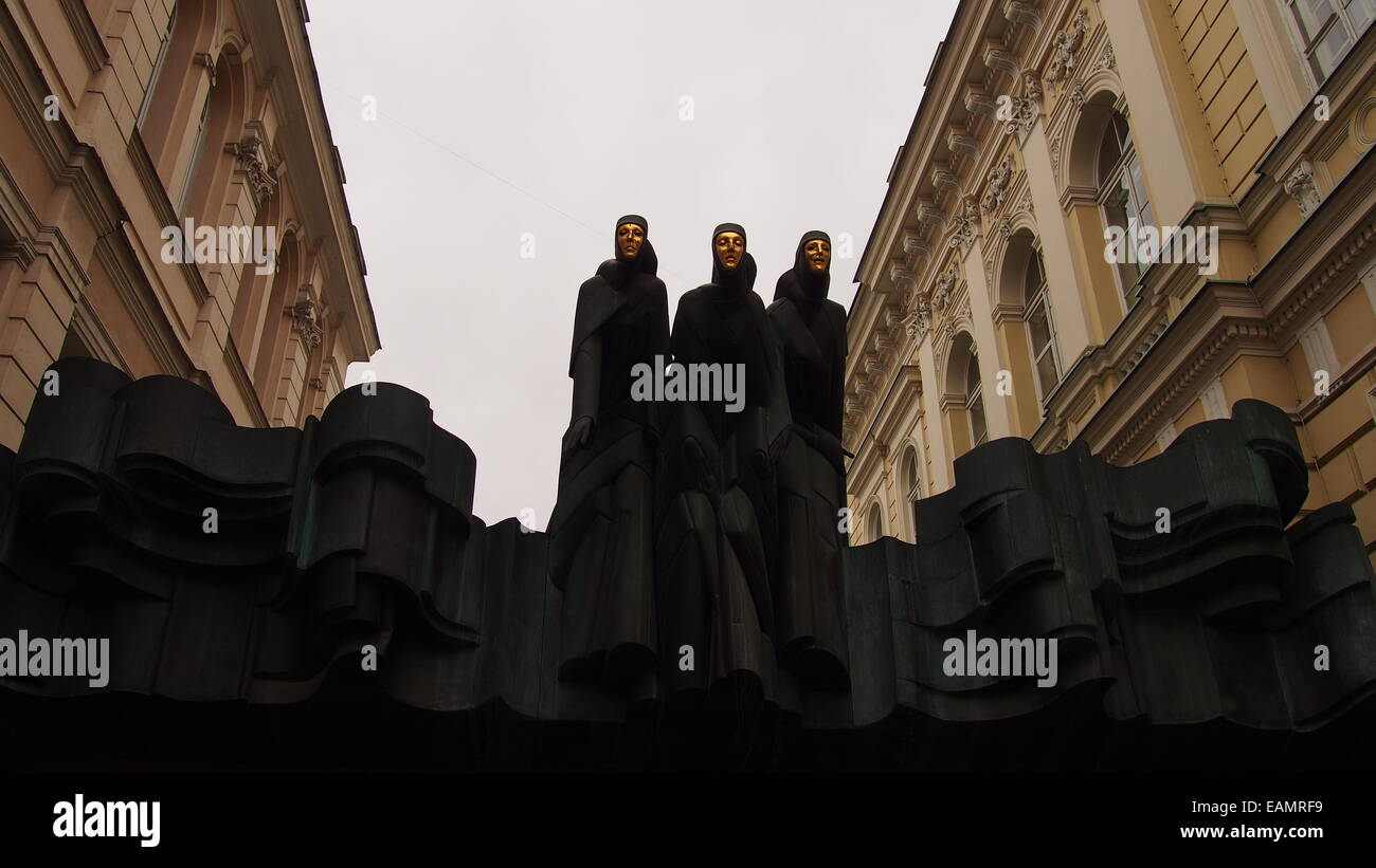 Vilnius, Lithuania. Modern art. Sculpture over the entrance to Drama ...