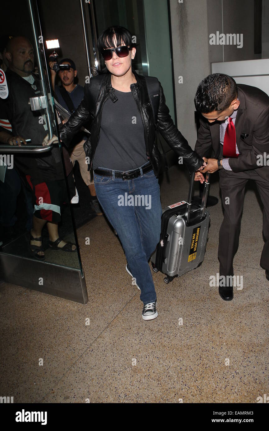 Pauley Perrette arriving at Los Angeles International (LAX) Airport ...