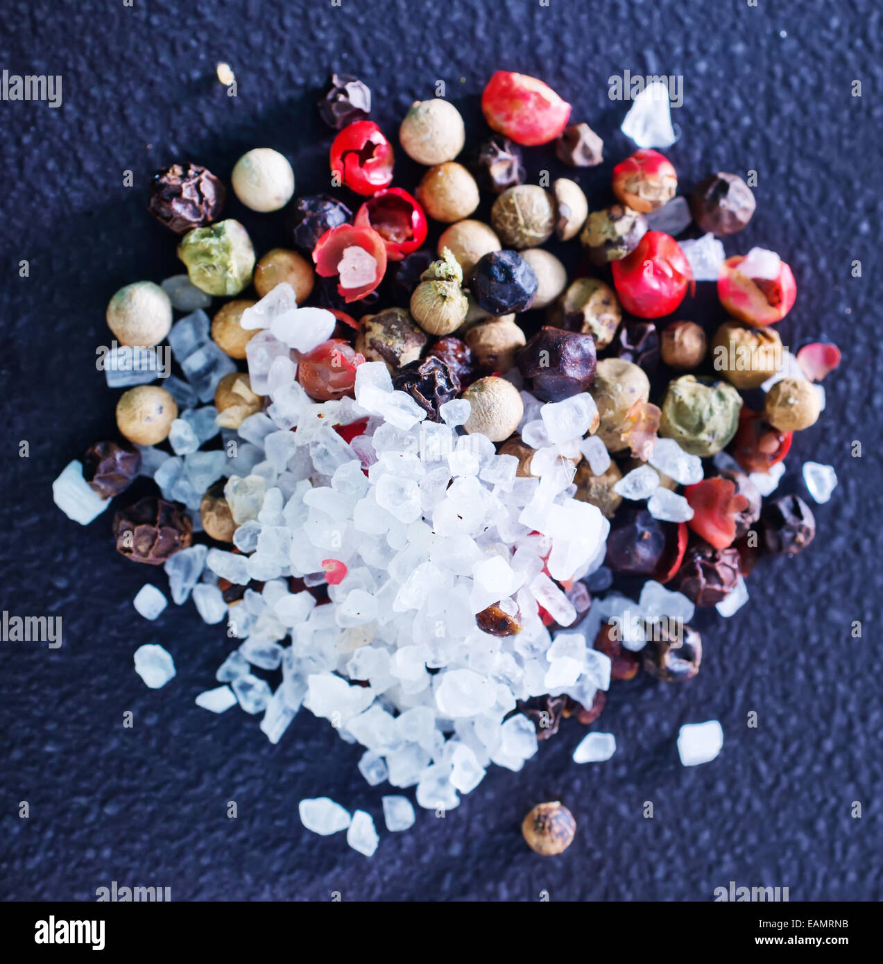 aroma spice on the table, pepper and salt Stock Photo - Alamy
