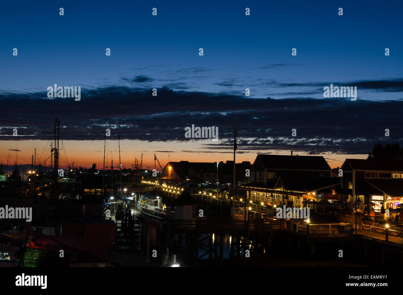Sunset over the port of Steveston in Vancouver Canada Stock Photo - Alamy