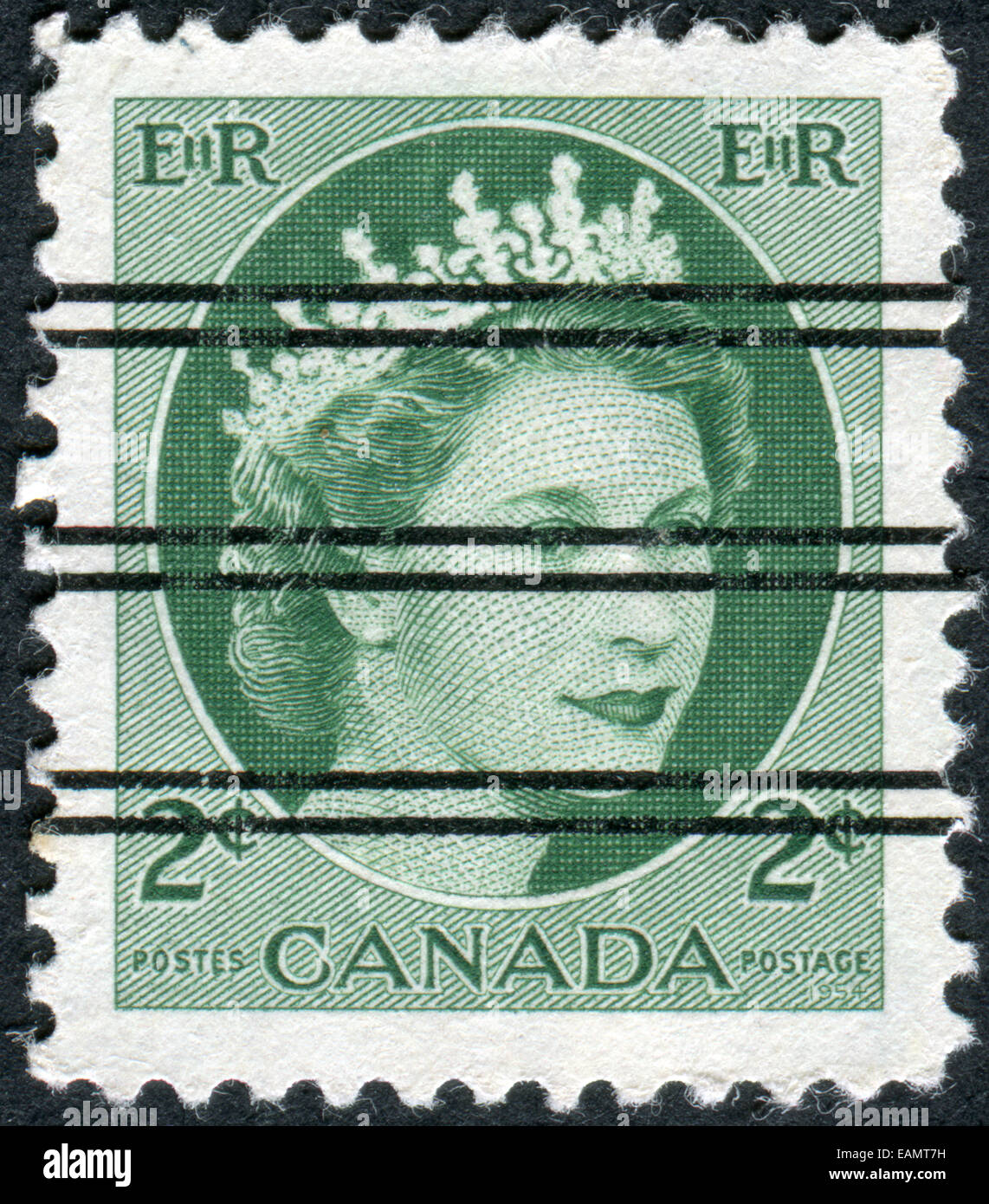 CANADA - CIRCA 1954: Postage stamp printed in Canada (overprint), shows ...