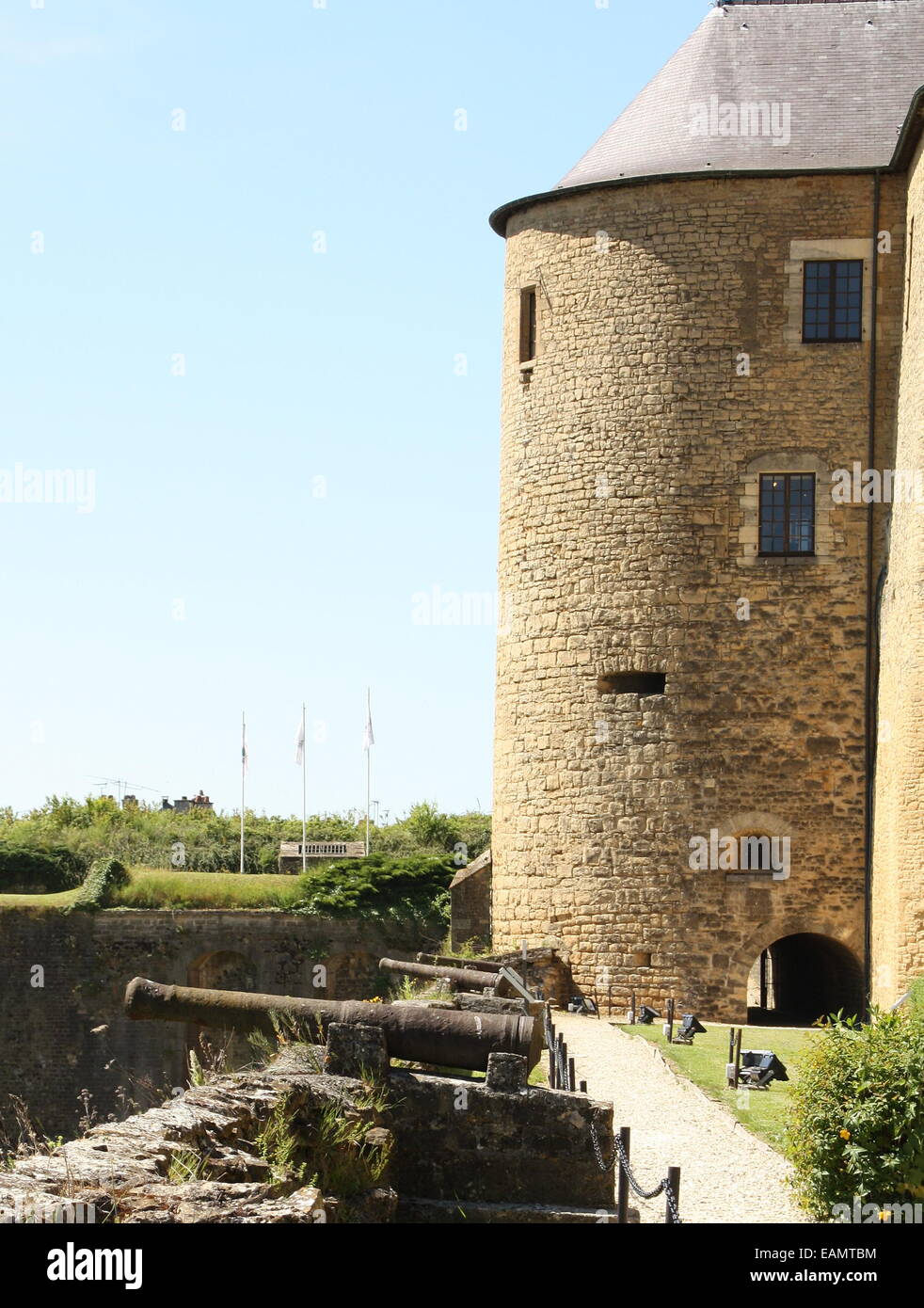 Canons and front of the Castle of Sedan from the 16th century in Sedan ...