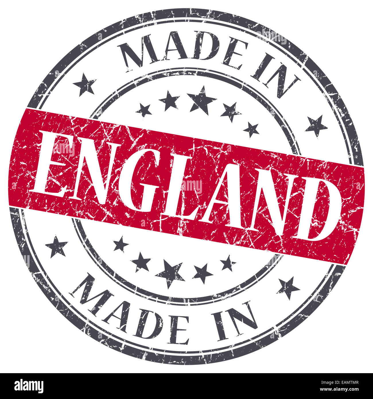 made in England red grunge round stamp isolated on white background ...