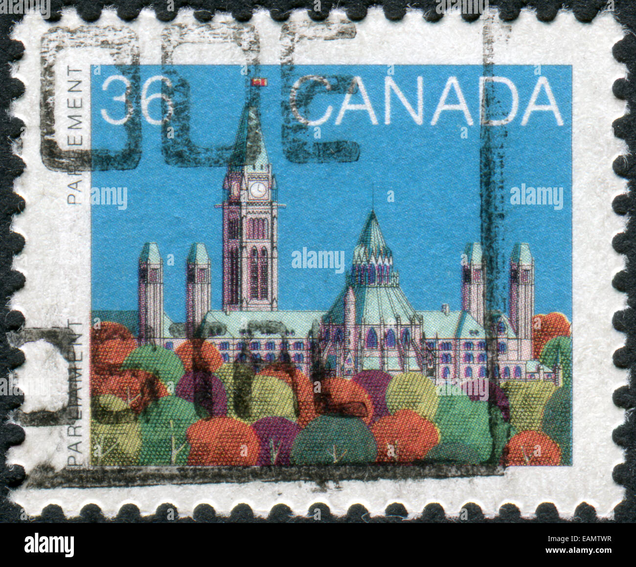 CANADA - CIRCA 1987: Postage stamp printed in Canada, shows Parliament ...