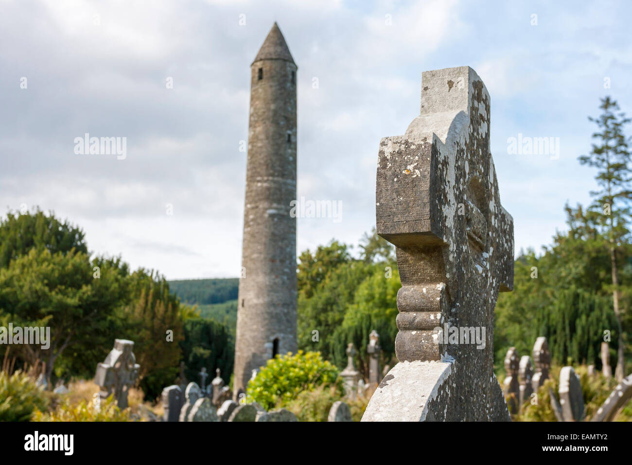The Old Cemetery. The round tower that stands in St. Kevin's Graveyard ...