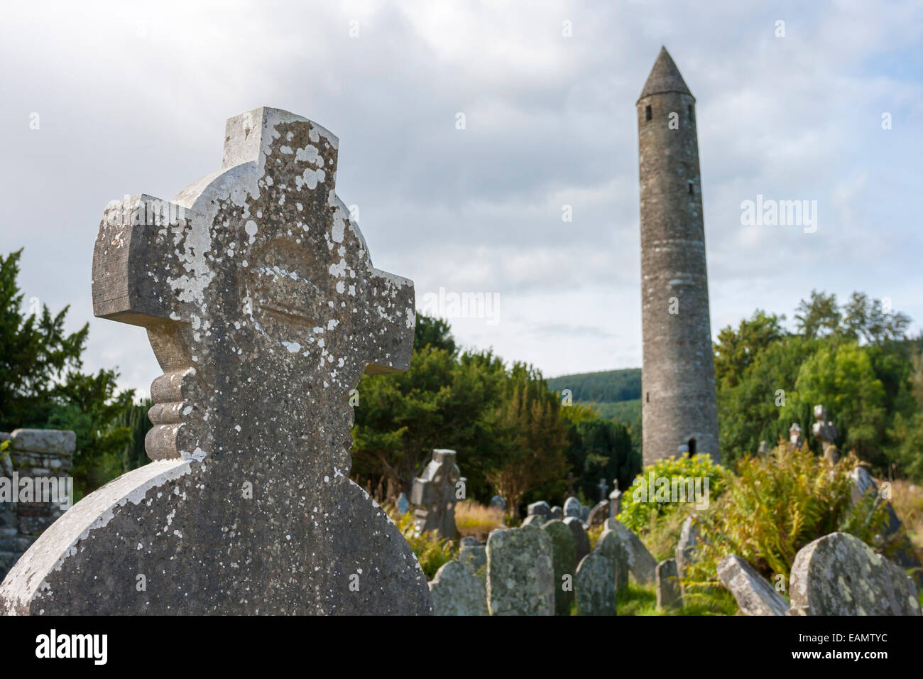 The Old Cemetery. The round tower that stands in St. Kevin's Graveyard ...