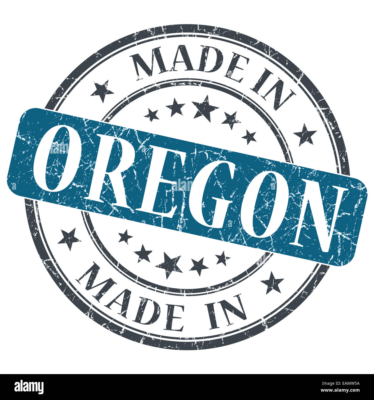 made in Oregon blue round grunge isolated stamp Stock Photo - Alamy