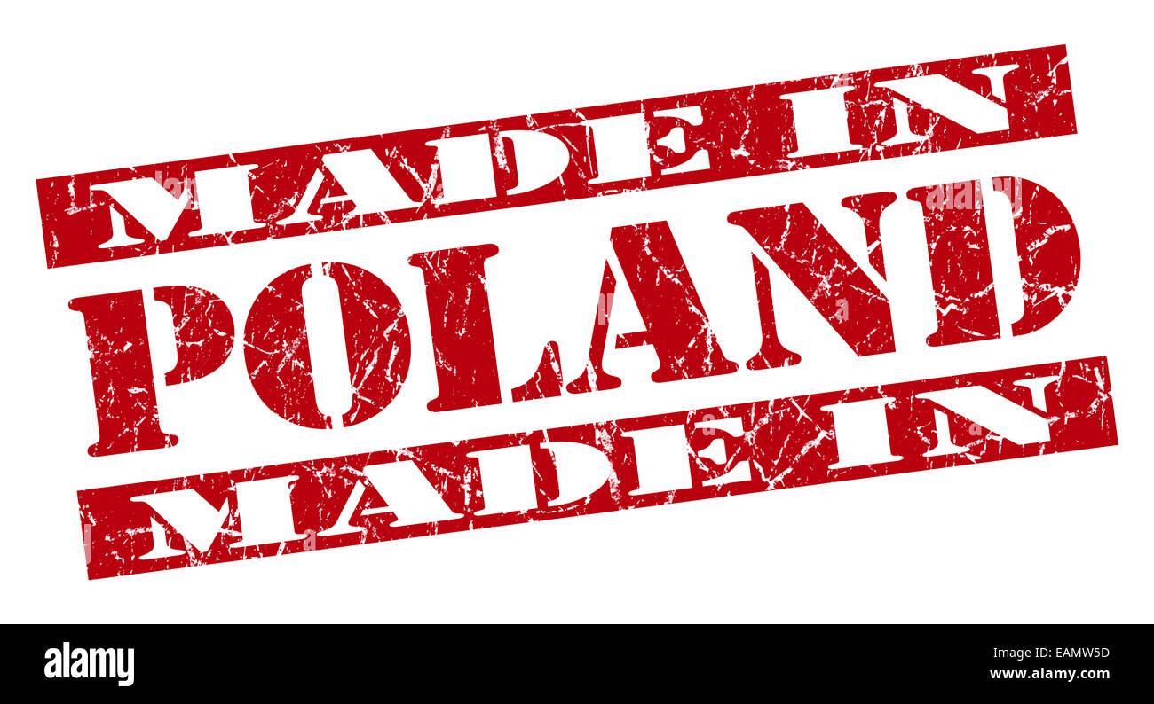 made in Poland grunge red stamp Stock Photo - Alamy