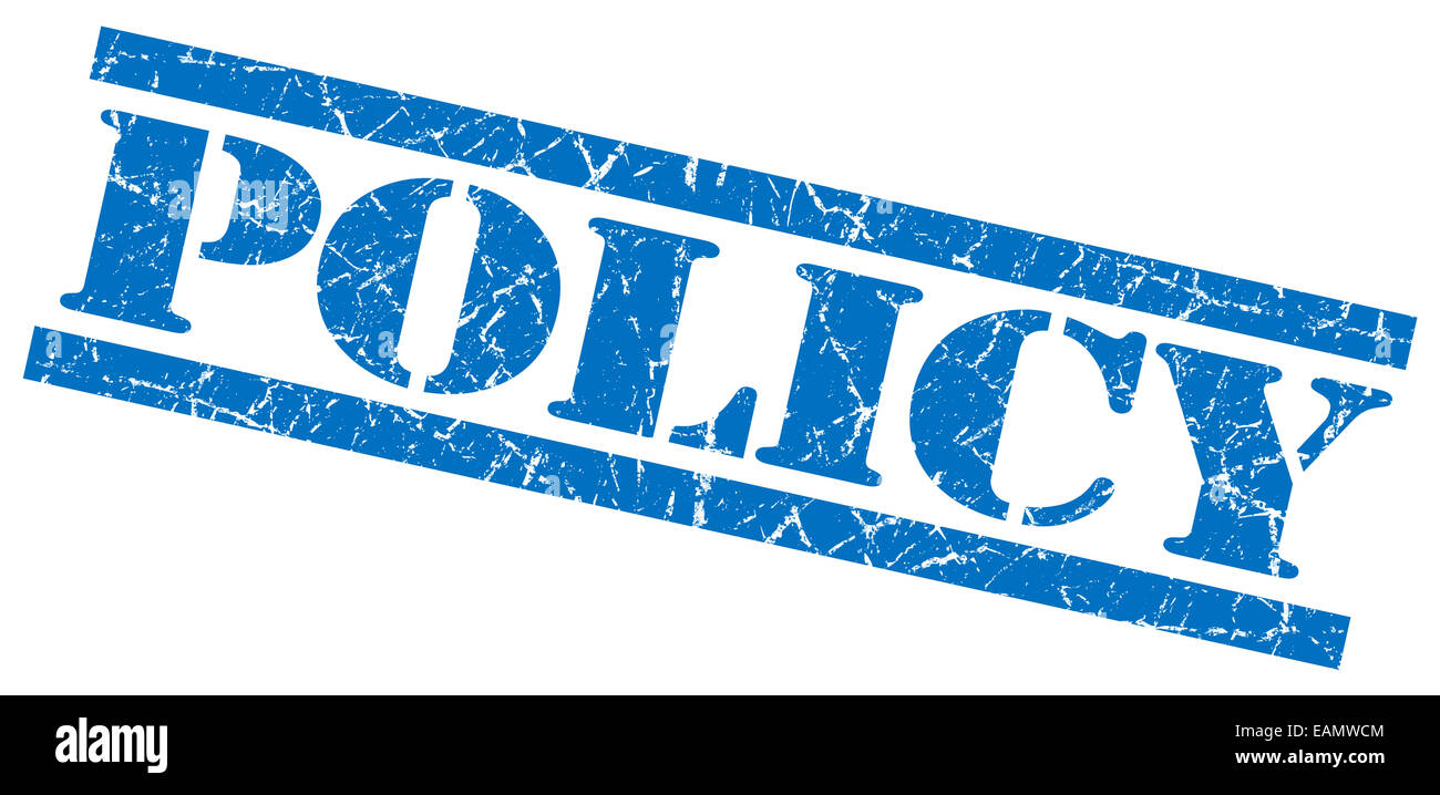 policy blue grunge stamp isolated on white Stock Photo - Alamy