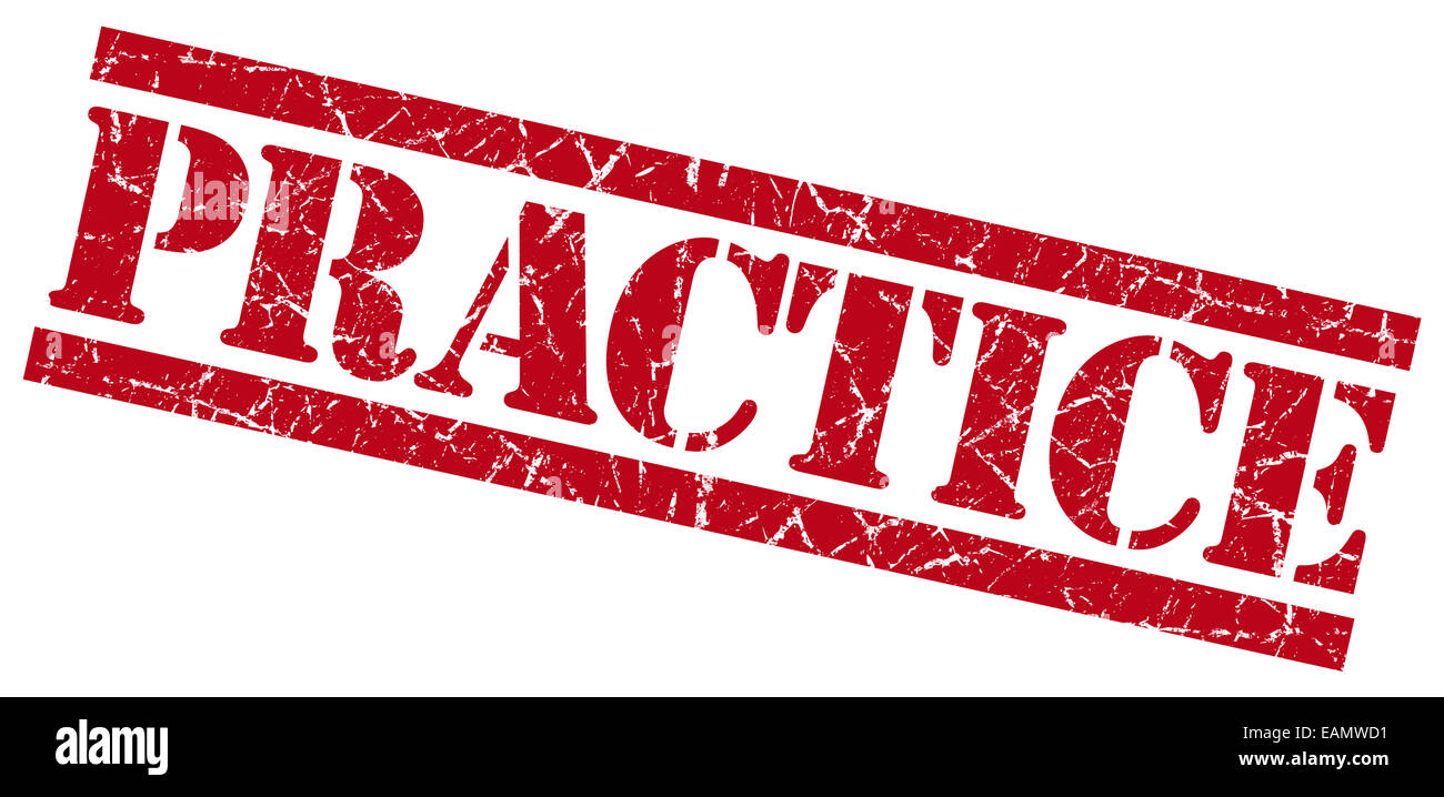practice red grunge stamp isolated on white Stock Photo - Alamy