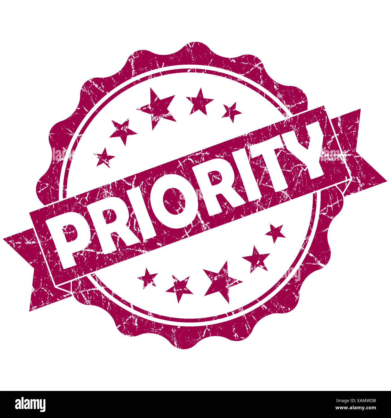 PRIORITY pink vintage round grunge seal isolated on white background ...