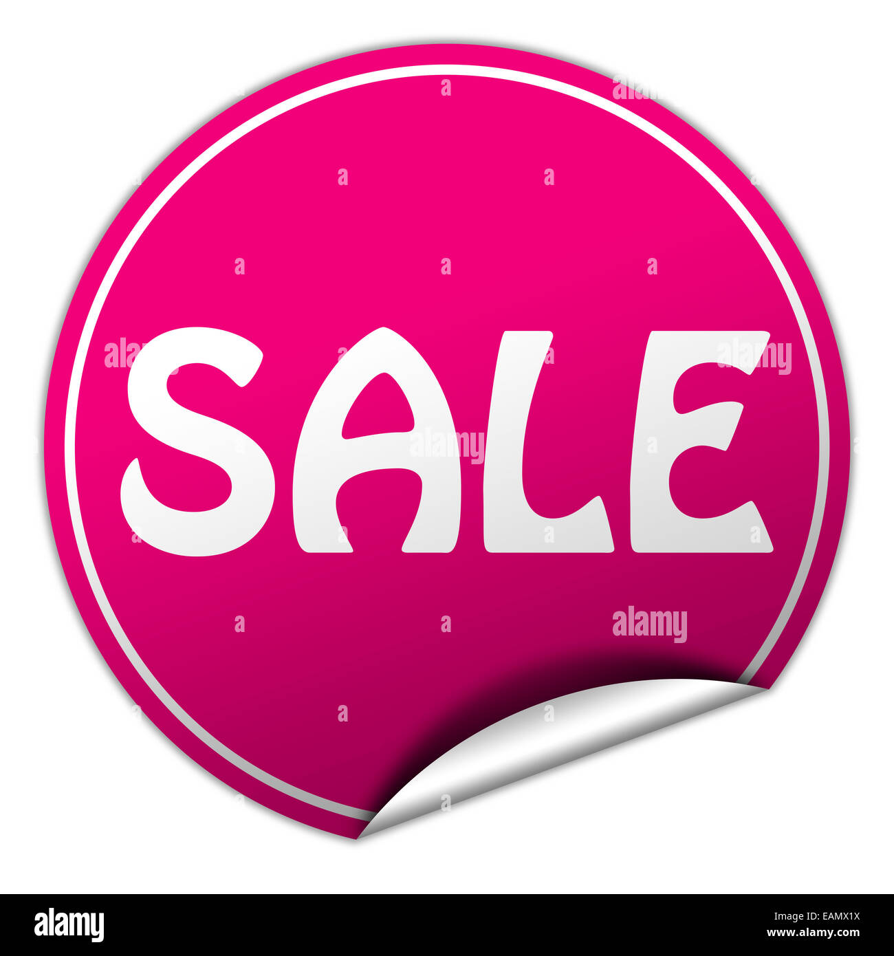 sale round pink sticker on white background Stock Photo - Alamy