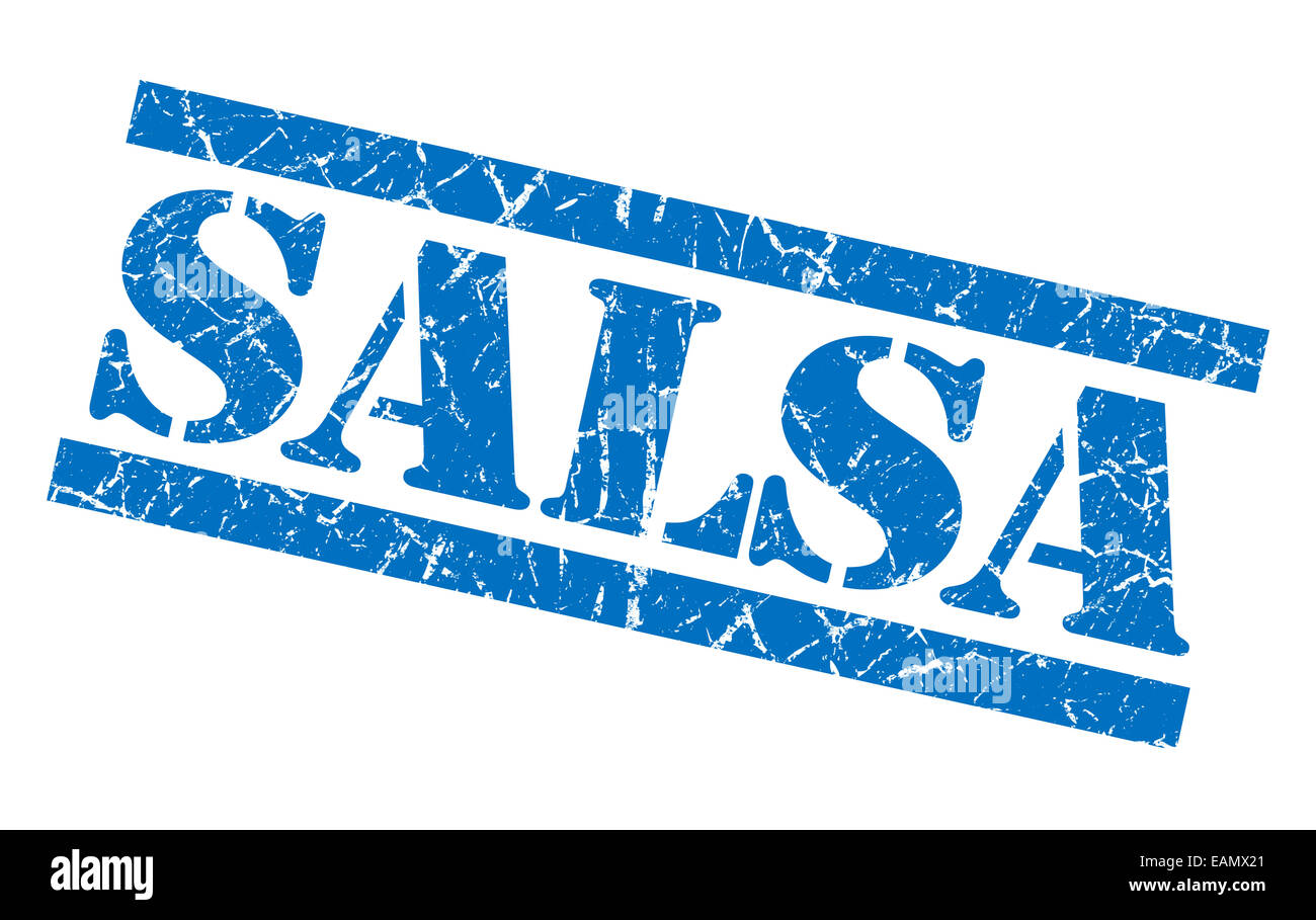Salsa blue square grunge textured isolated stamp Stock Photo - Alamy