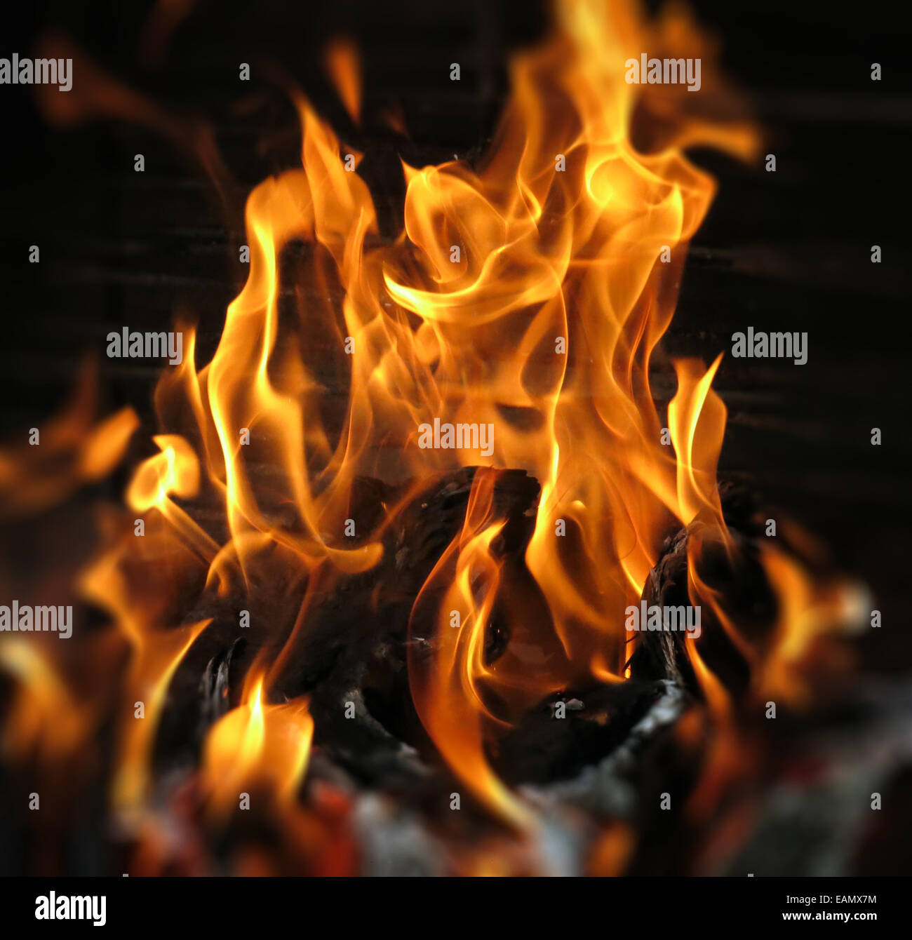 Fire blazing in the fireplace Stock Photo - Alamy