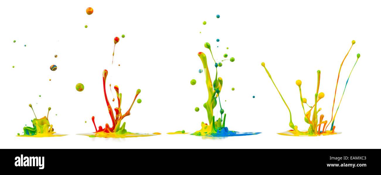 Colored splashes isolated on white background Stock Photo - Alamy