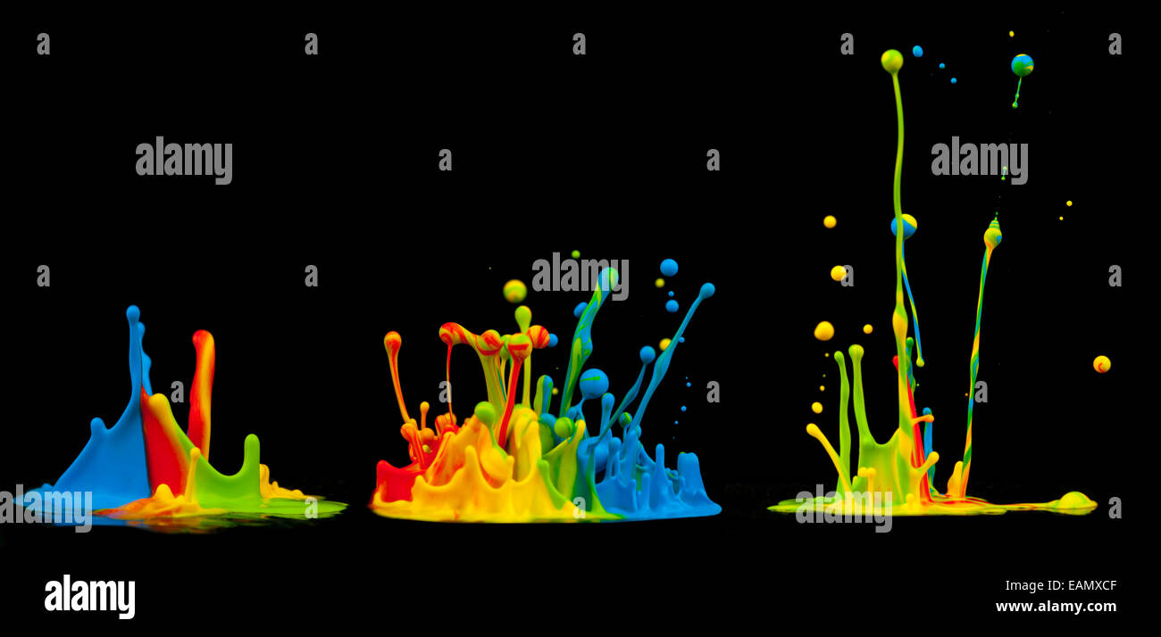 Colored splashes isolated on white background Stock Photo - Alamy