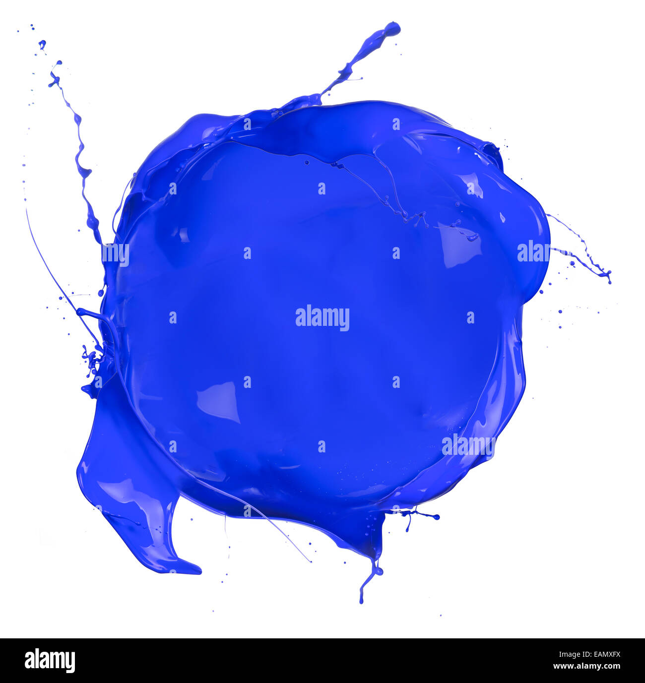 Isolated shot of blue paint blob on white background Stock Photo - Alamy