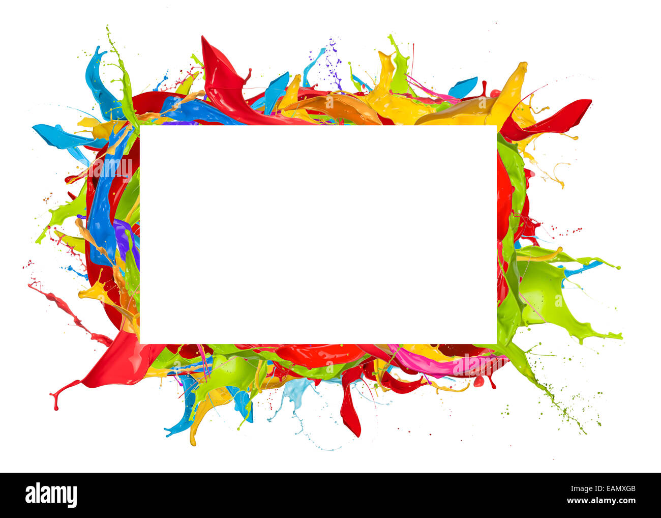 Paint splashes frame isolated on white background Stock Photo - Alamy