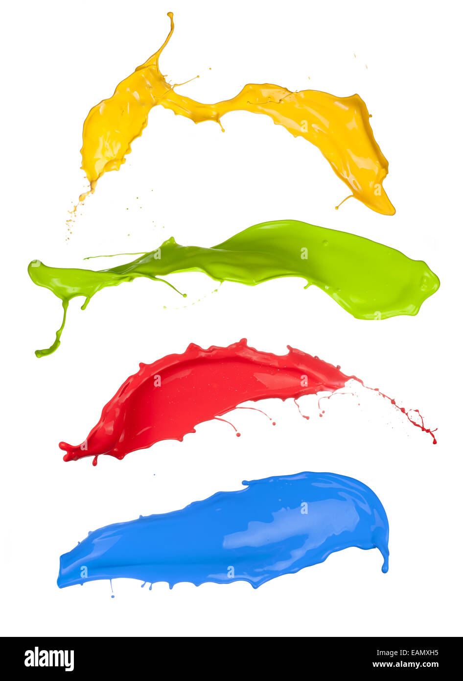 Colored paint splashes collection on white background Stock Photo - Alamy