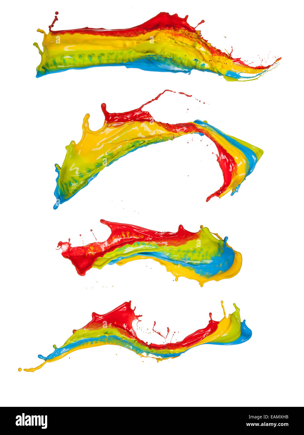 Colored splashes in abstract shape, isolated on white background Stock ...