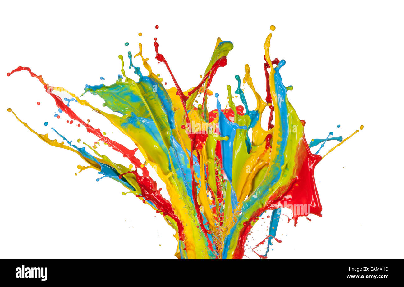 Colored splashes in abstract shape, isolated on white background Stock ...
