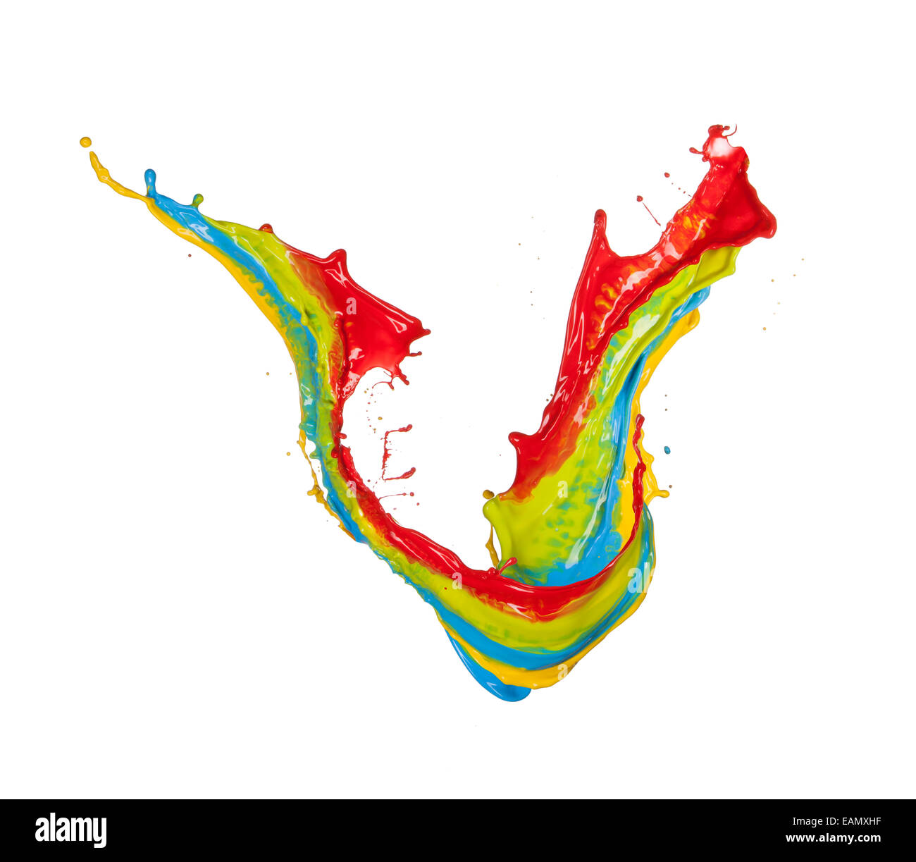 Colored splashes in abstract shape, isolated on white background Stock ...