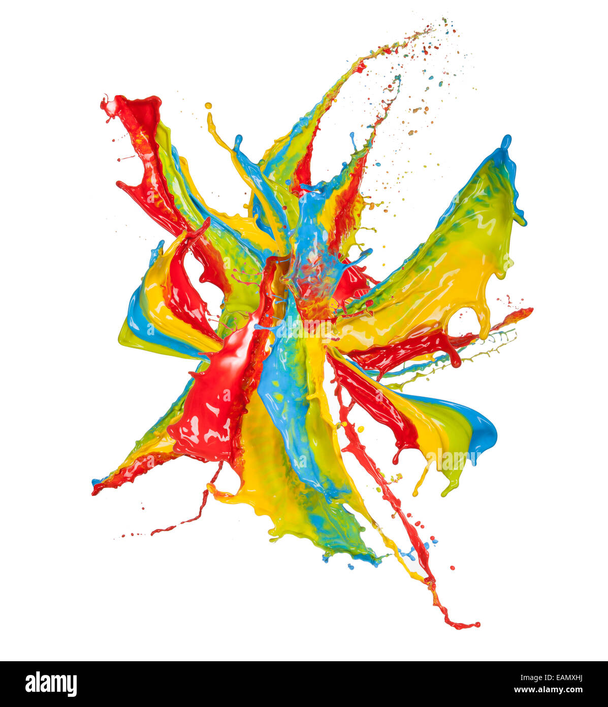 Colored splashes in abstract shape, isolated on white background Stock ...