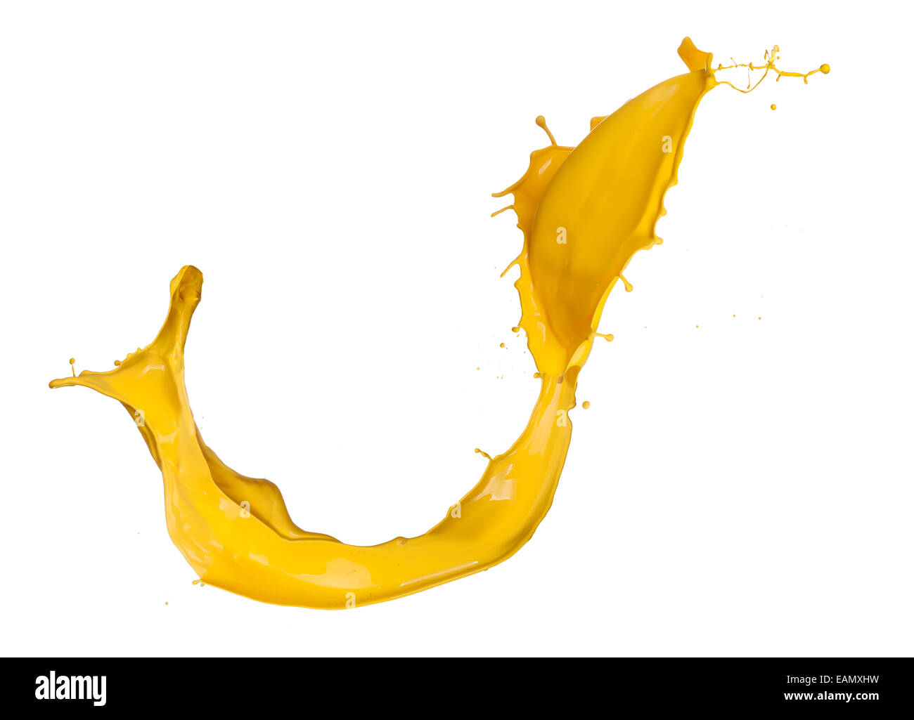 Yellow paint splash, isolated on white background Stock Photo - Alamy