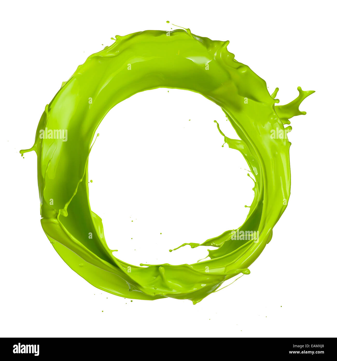 Green paint splashes circle isolated on white background Stock Photo ...