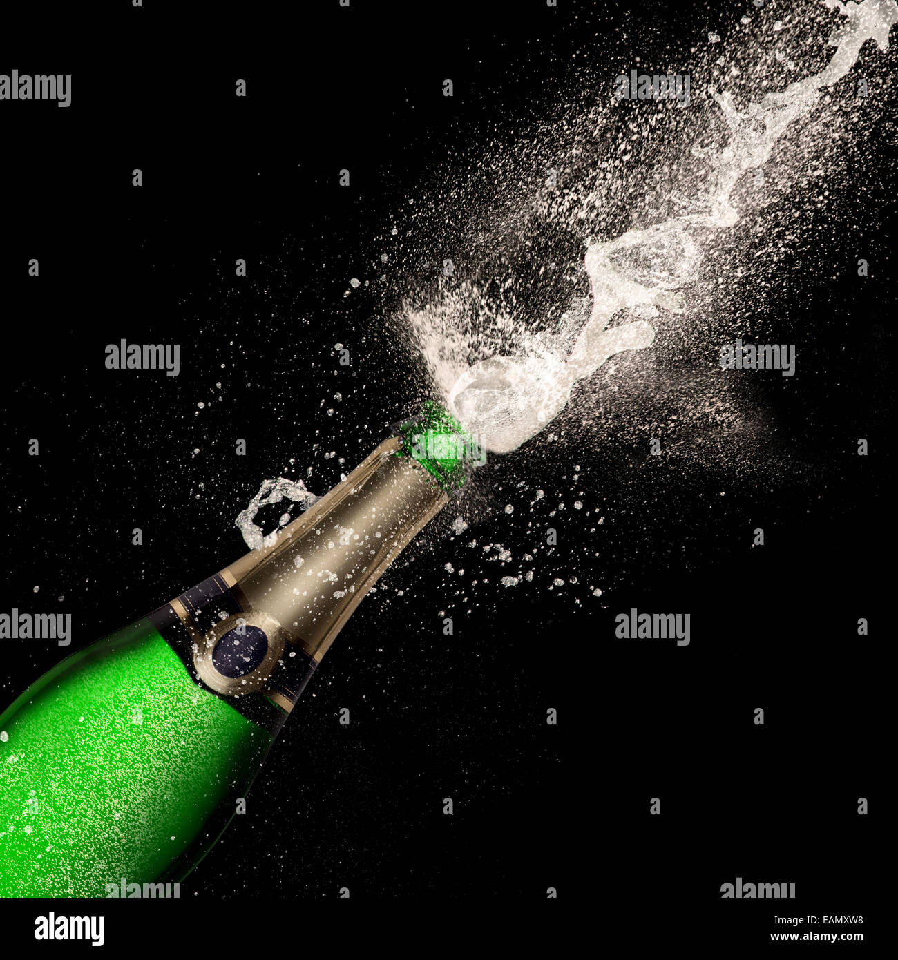Champagne explosion on black background, celebration theme Stock Photo ...