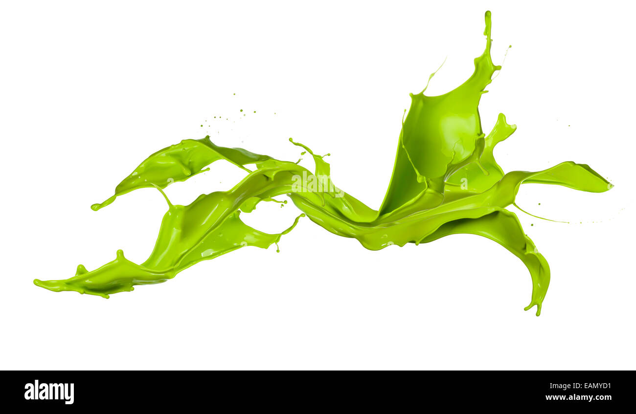 High resolution green splashes collection isolated on white background ...