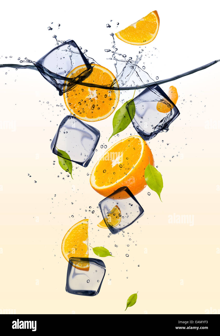 Oranges with ice cubes Stock Photo - Alamy