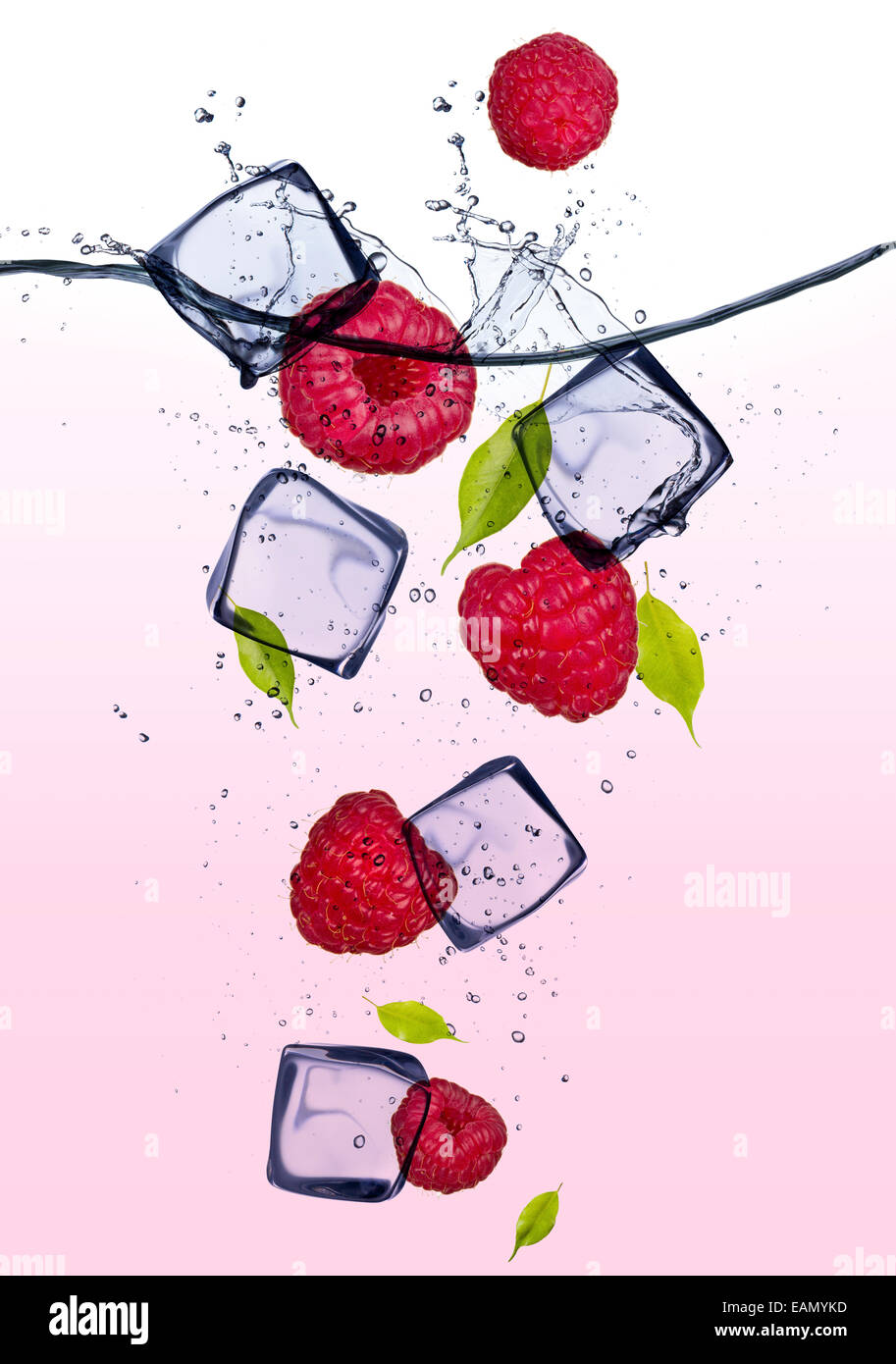 Fresh cold drink water ice cubes raspberry hi-res stock photography and ...