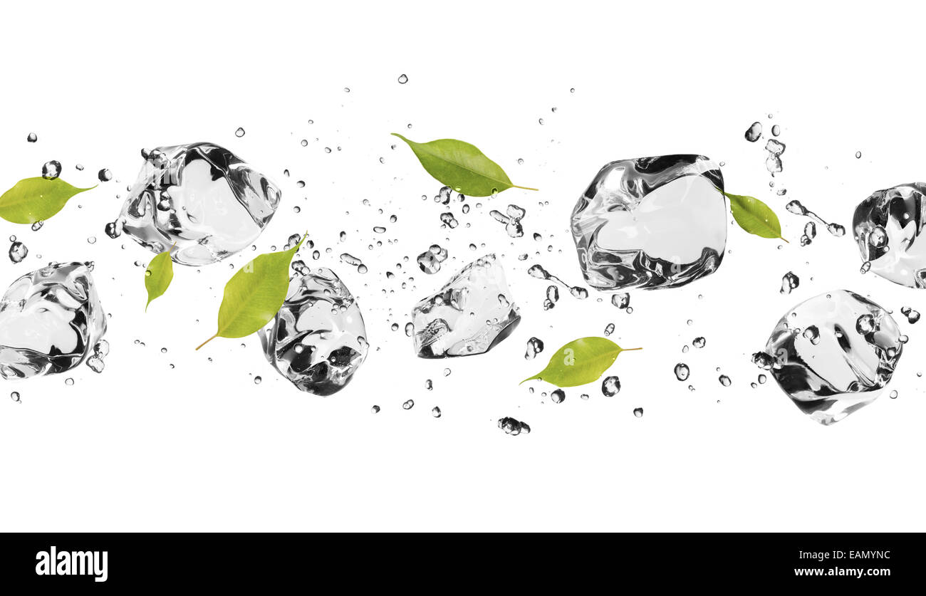 Ice cubes in water bubbles, isolated on white background Stock Photo ...