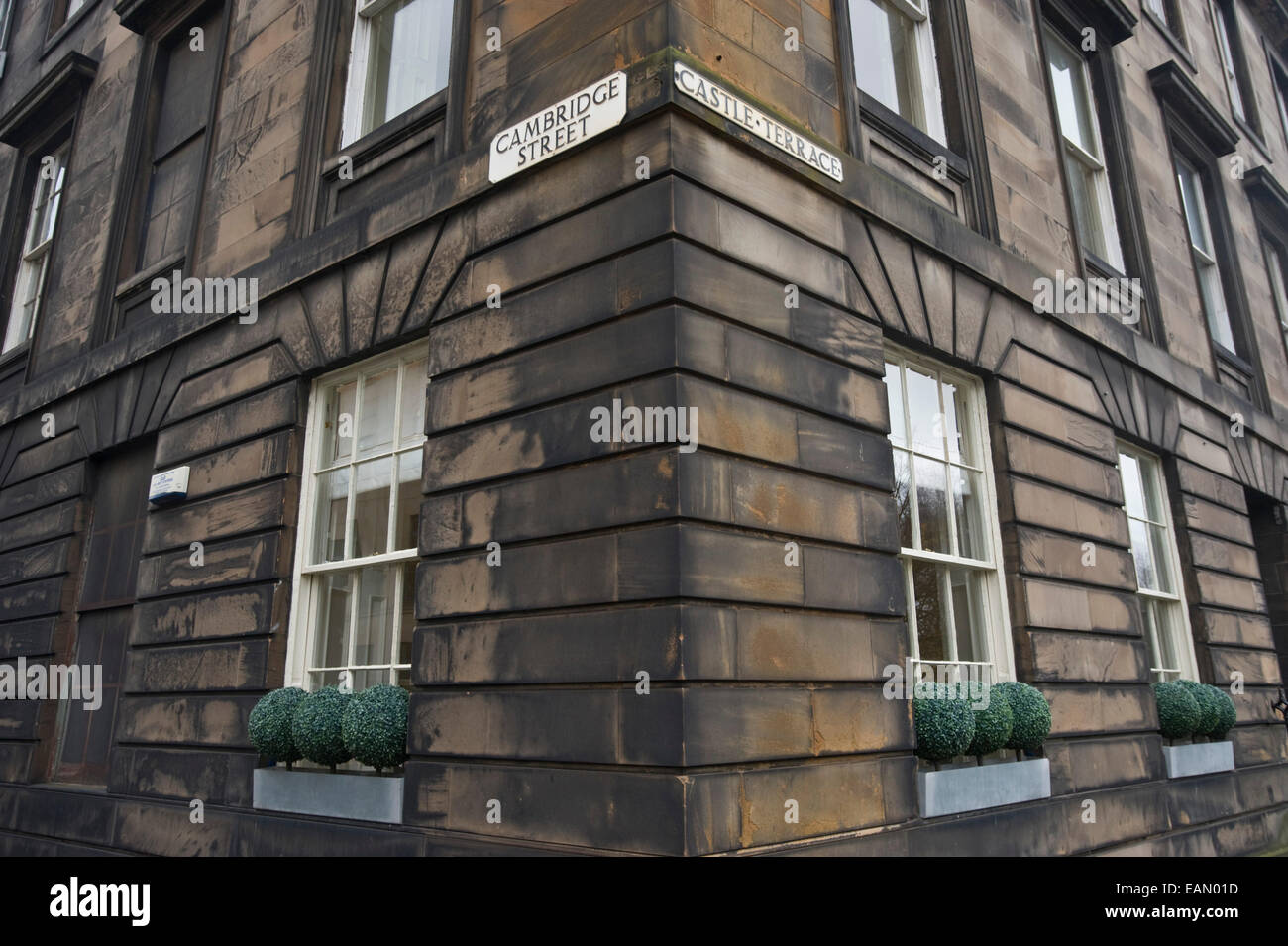 Corner of CAMBRIDGE STREET & CASTLE TERRACE Edinburgh Scotland UK Stock ...