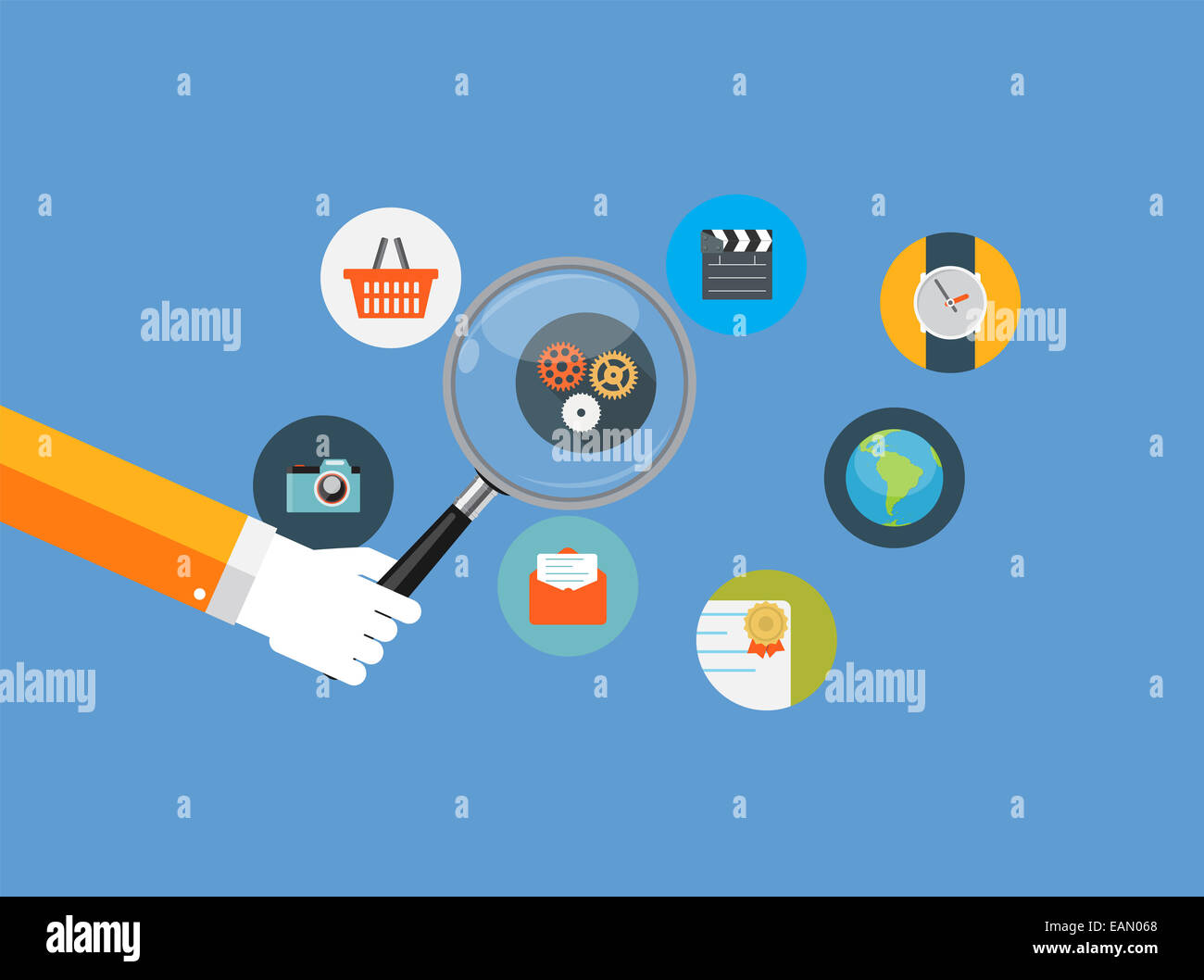 Seo Optimization Web Analytics Flat Concept Vector Illustration Stock