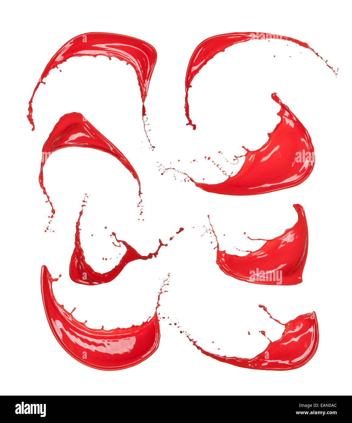 Red paint splashes collection, isolated on white background Stock Photo ...