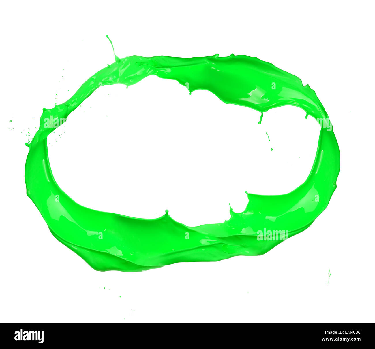 Green paint splashes circle, isolated on white background Stock Photo ...