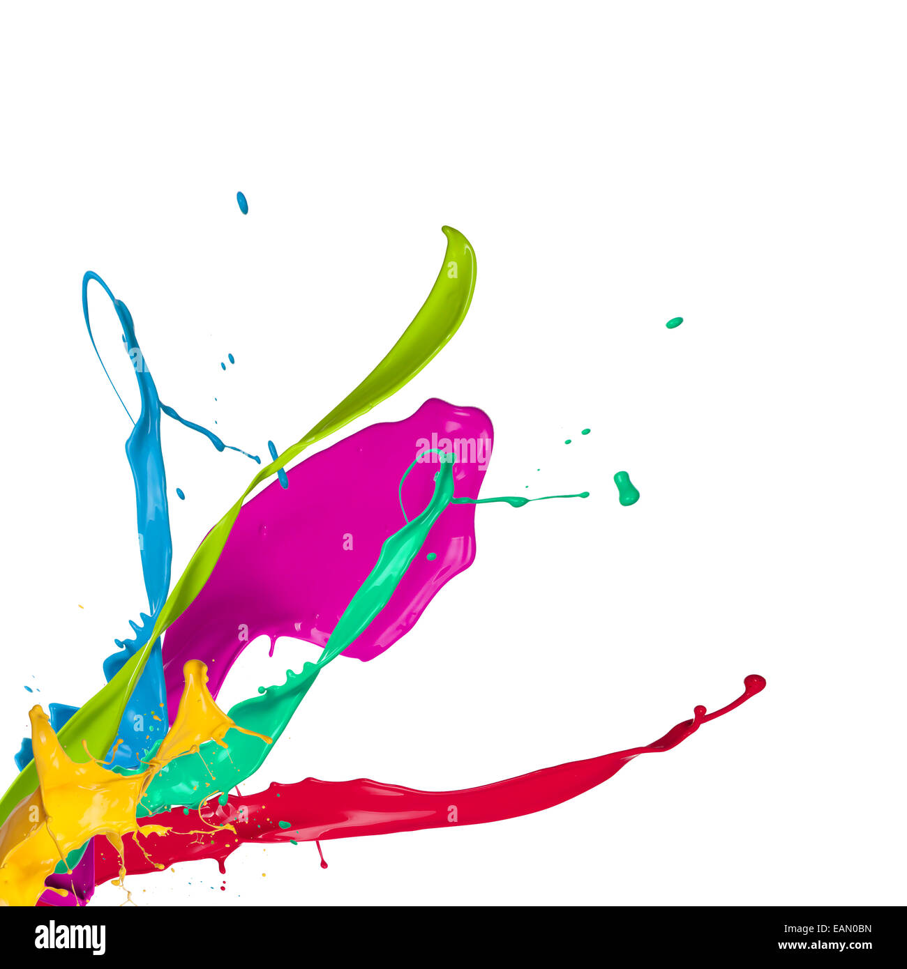 Colored paint splashes isolated on white background Stock Photo - Alamy