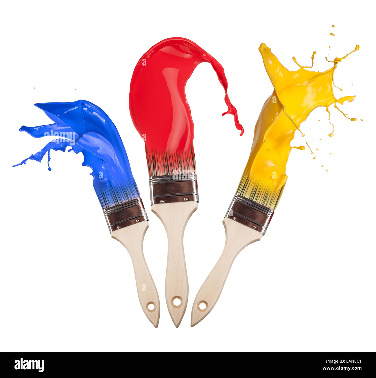 Colored brush splashes isolated on white background Stock Photo - Alamy