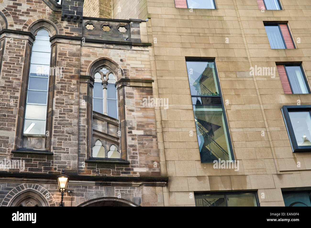 Windows on exterior of new & period buildings in city centre of ...