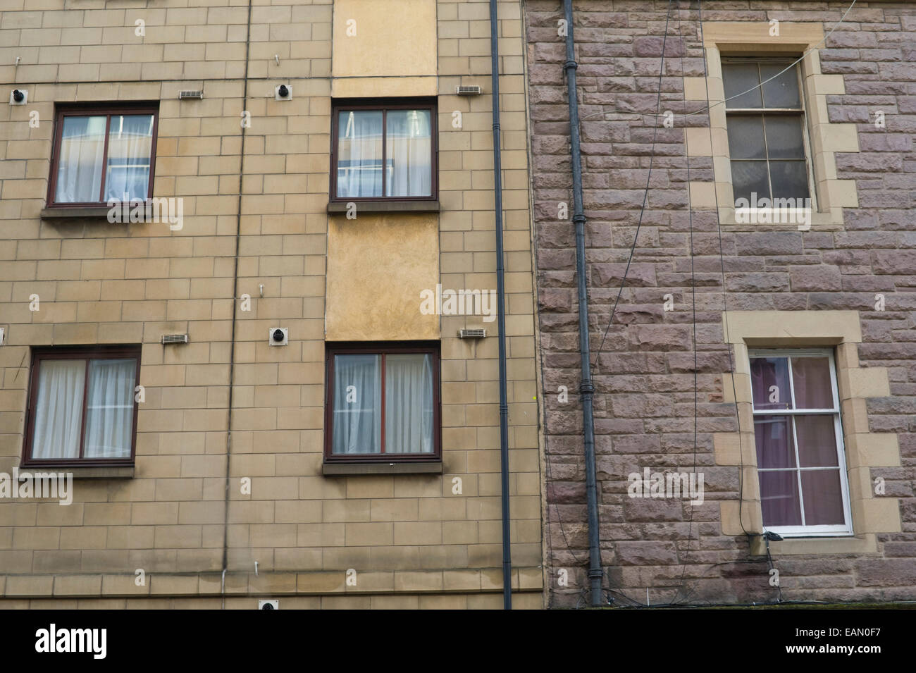 Windows on exterior of new & period buildings in city centre of ...