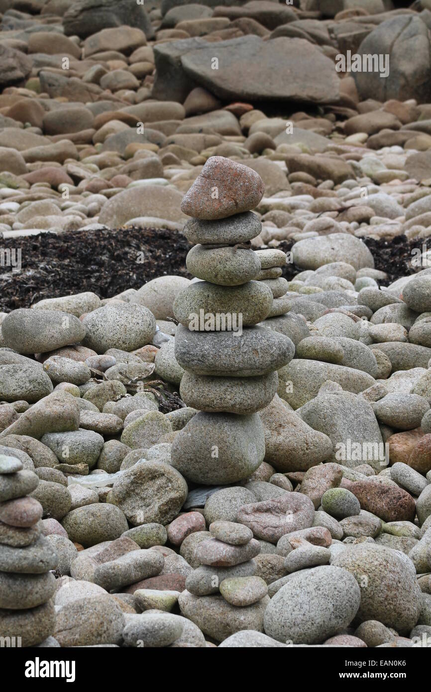 Pebble Pile on Pebble beach -Isles of Scily Stock Photo - Alamy