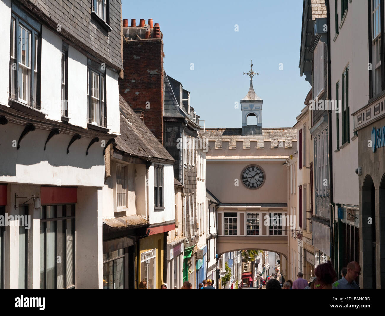 The Historic Eastgate and High Street, Totnes, South Devon, England ...