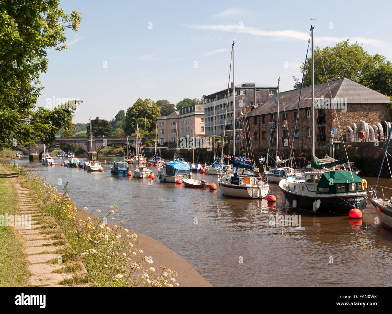 The River Dart beside Vire Island, in Totnes, South Devon, England ...