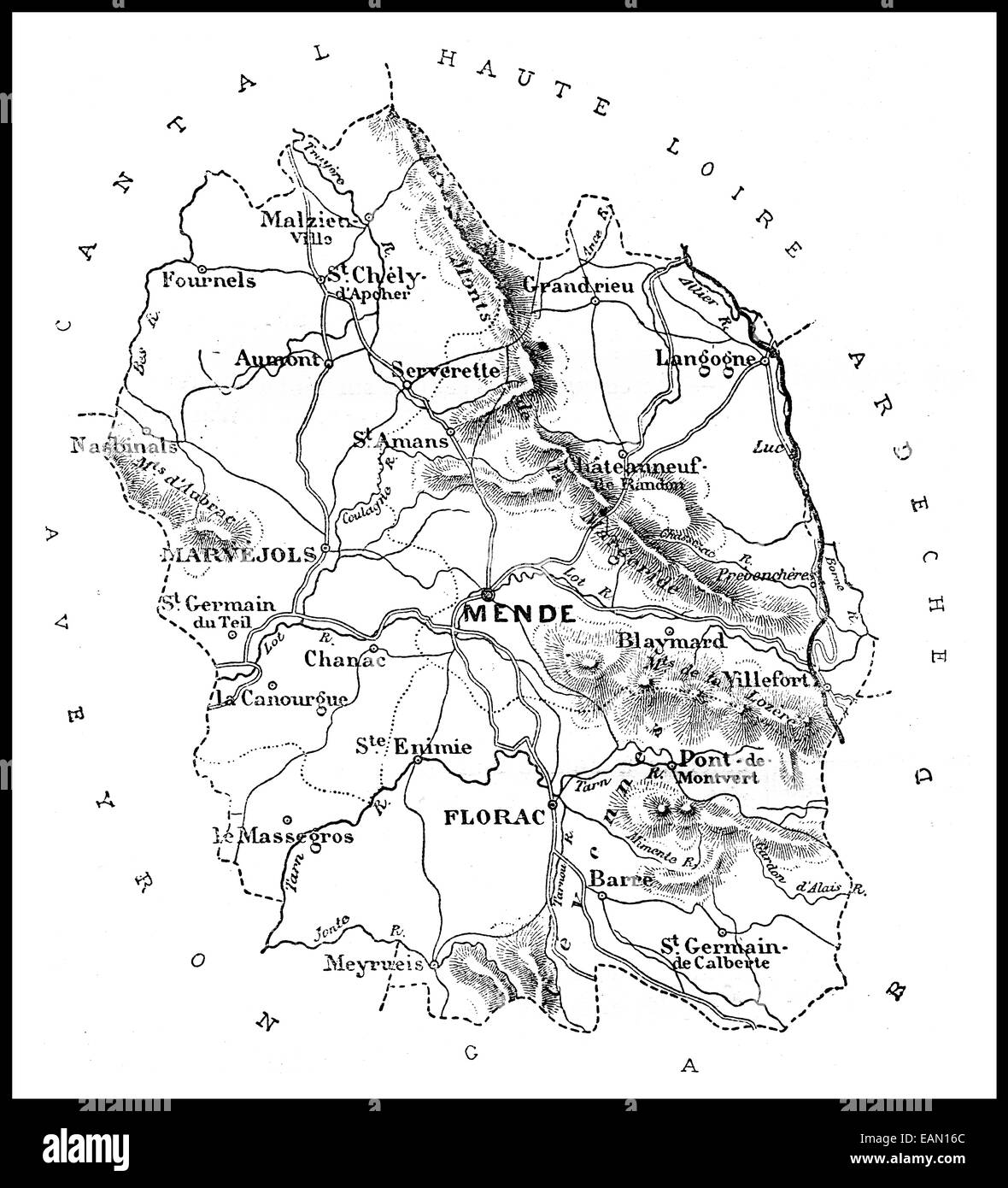 Lozere department map Black and White Stock Photos & Images - Alamy