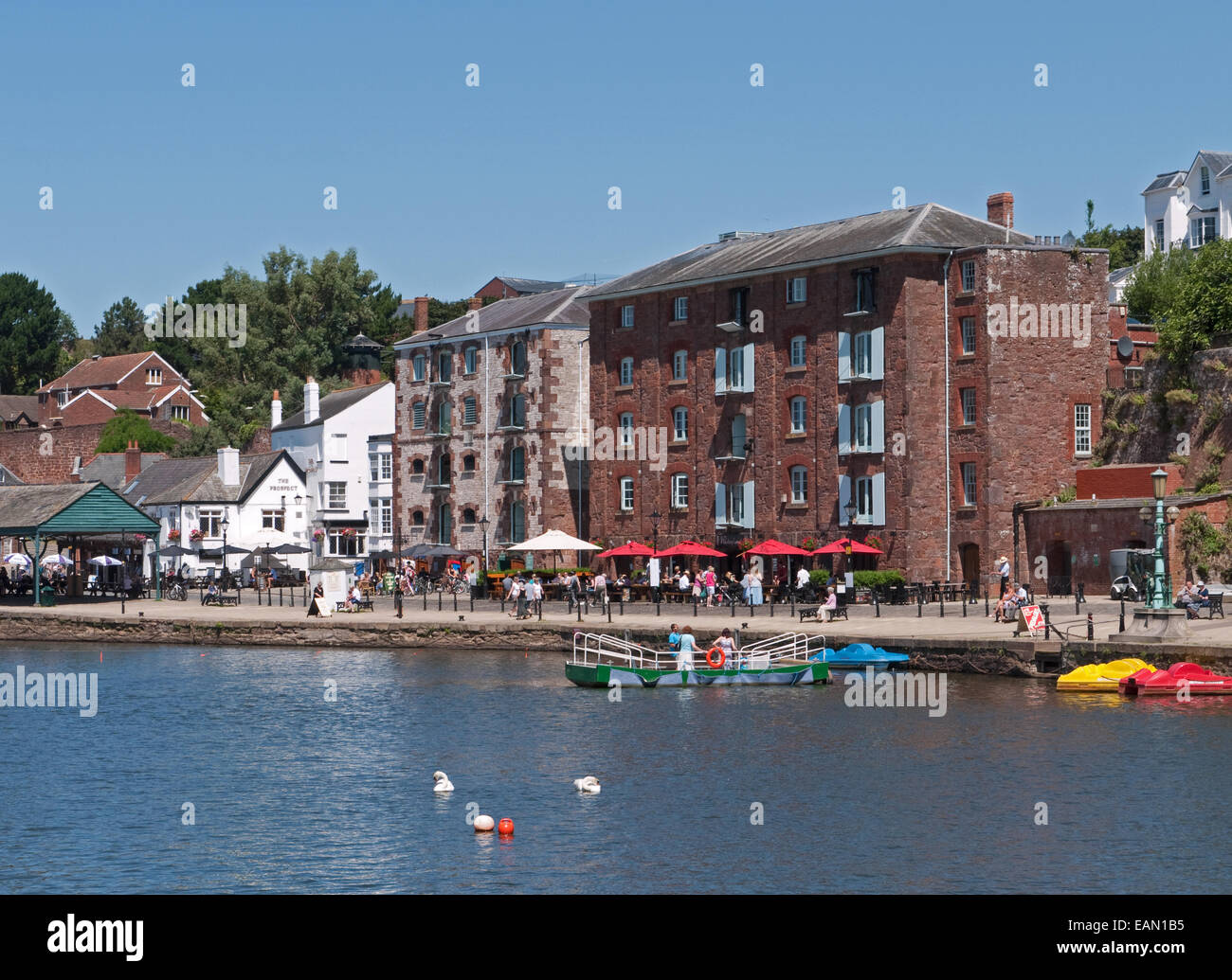 The River Exe beside Exeter's Historic Quayside, with human powered ...