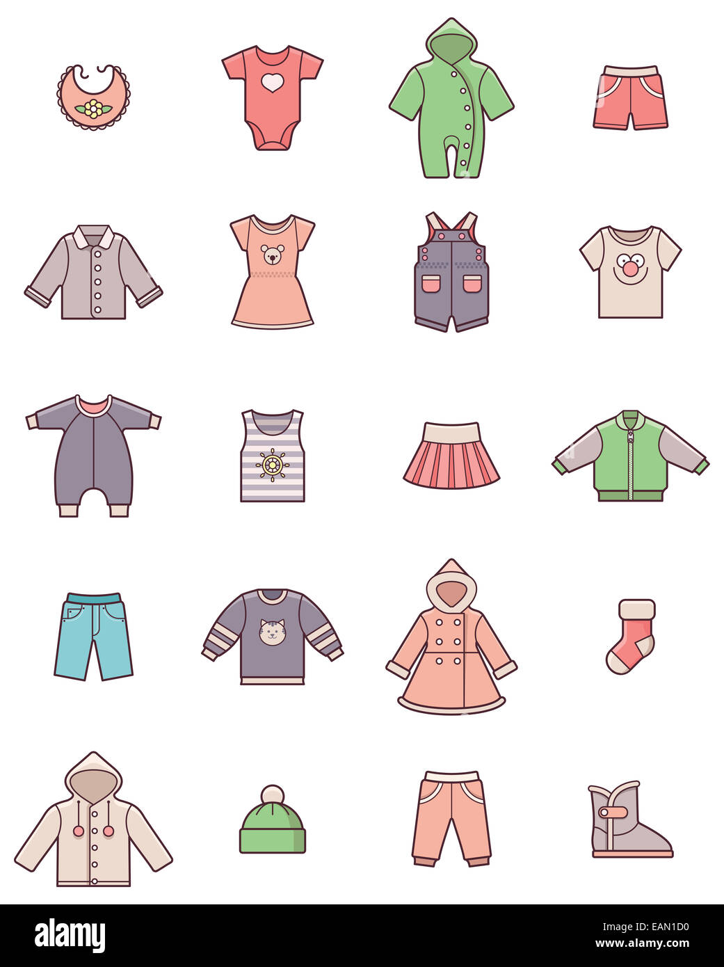 Baby clothes icon set Stock Photo - Alamy