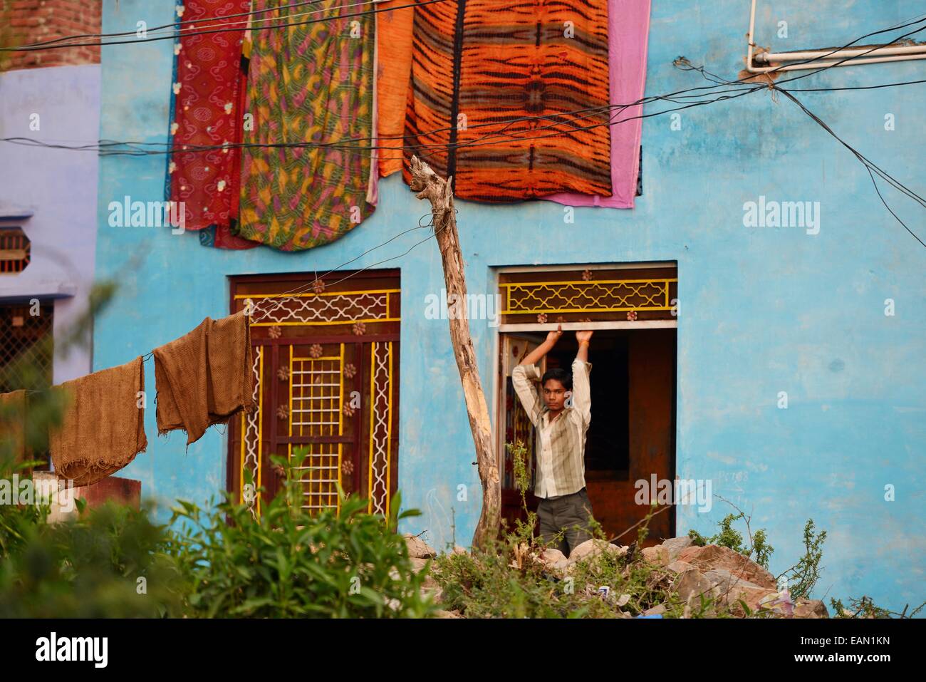 India, Rajasthan, Mewar region, Bundi village, atmosphere in the old ...