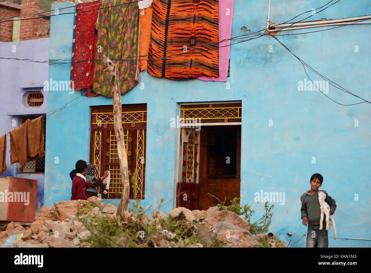 India, Rajasthan, Mewar region, Bundi village, atmosphere in the old ...